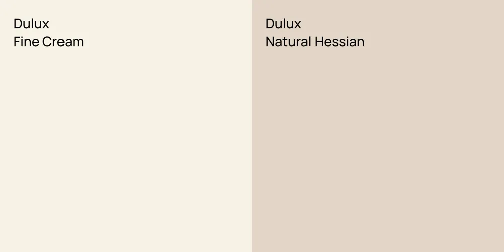 Dulux Fine Cream vs. Dulux Natural Hessian comparison
