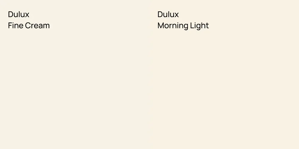 Dulux Fine Cream vs. Dulux Morning Light comparison