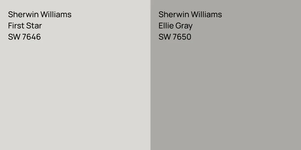 Sherwin Williams First Star vs. Sherwin Williams Ellie Gray comparison