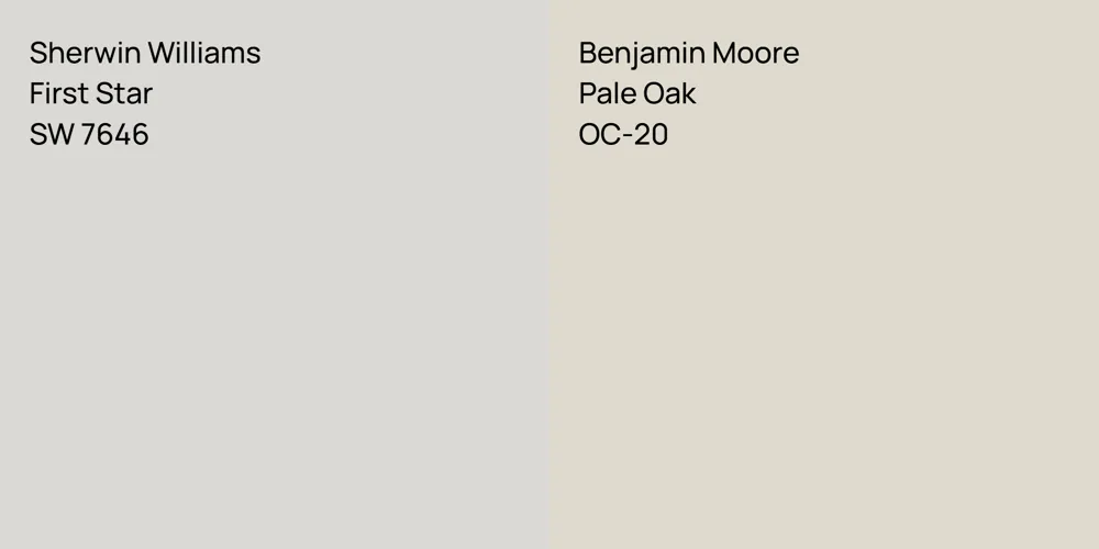 Sherwin Williams First Star vs. Benjamin Moore Pale Oak comparison