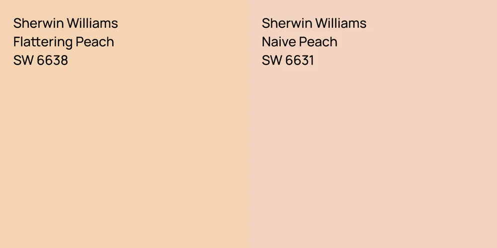 Sherwin Williams Flattering Peach vs. Sherwin Williams Naive Peach ...
