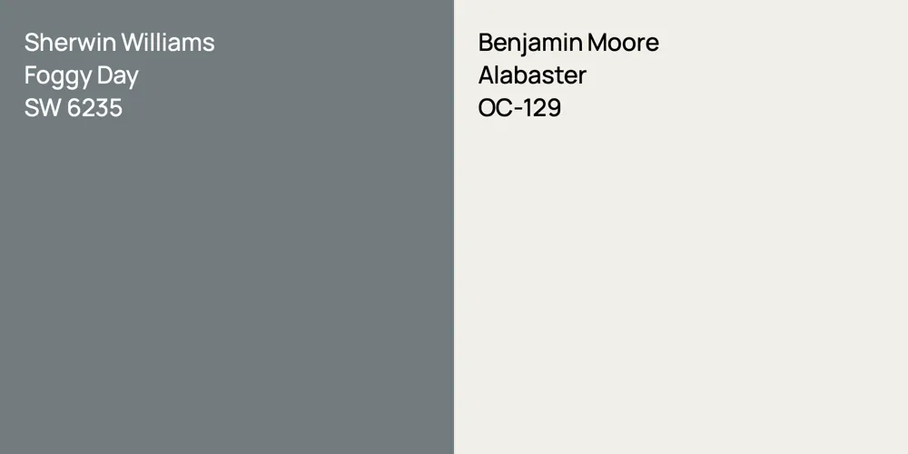 Sherwin Williams Foggy Day vs. Benjamin Moore Alabaster comparison