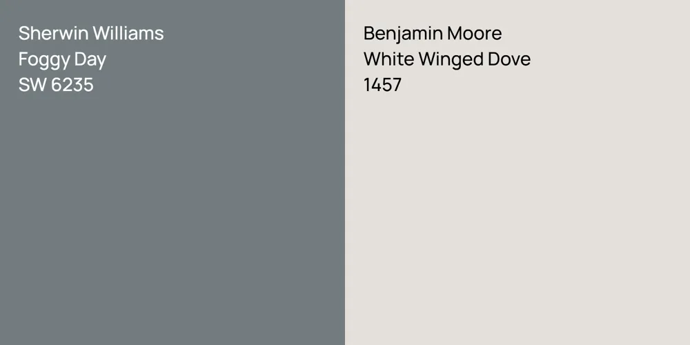 Sherwin Williams Foggy Day vs. Benjamin Moore White Winged Dove comparison