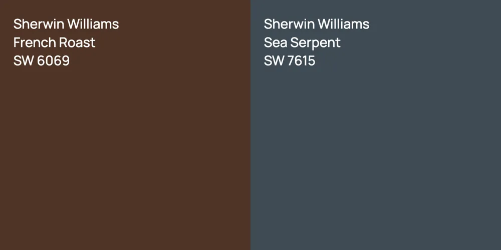Sherwin Williams French Roast vs. Sherwin Williams Sea Serpent comparison