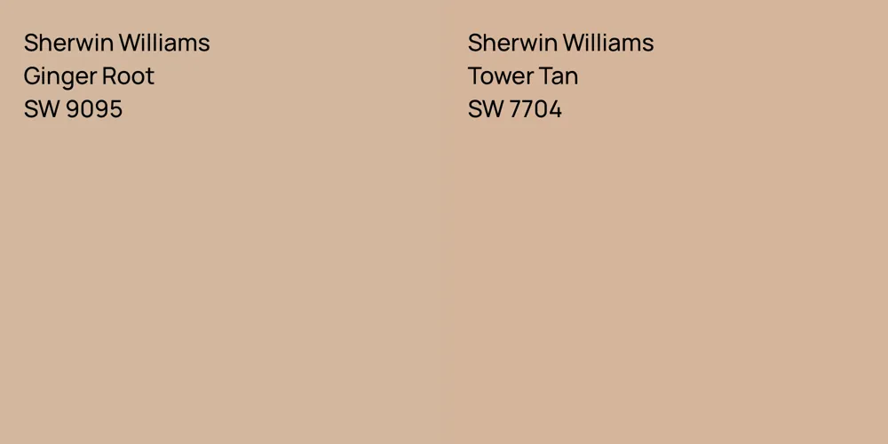 Sherwin Williams Ginger Root vs. Sherwin Williams Tower Tan comparison