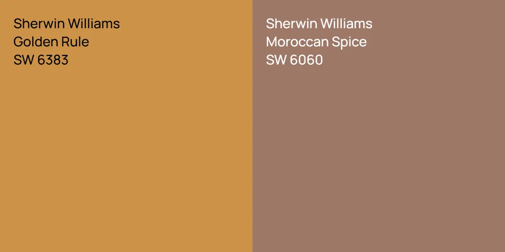 Sherwin Williams Golden Rule vs. Sherwin Williams Moroccan Spice comparison