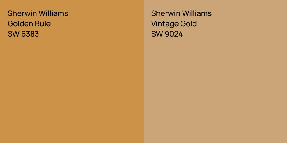 Sherwin Williams Golden Rule vs. Sherwin Williams Vintage Gold comparison
