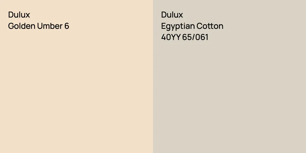 Dulux Golden Umber 6 vs. Dulux Egyptian Cotton comparison