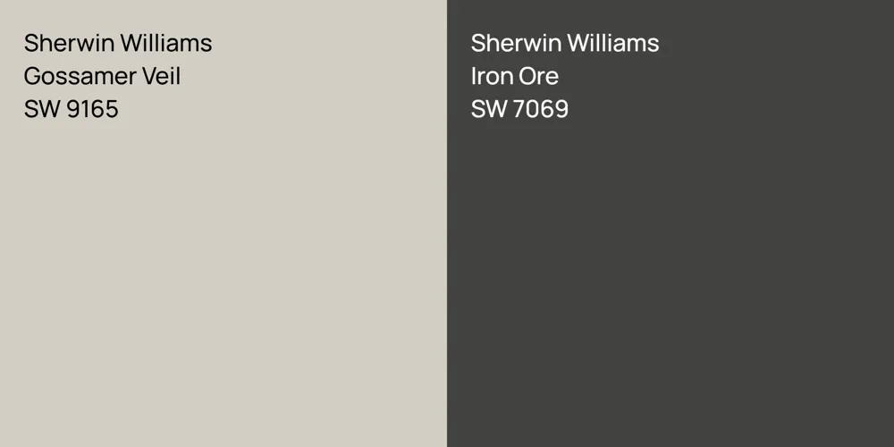 Sherwin Williams Gossamer Veil vs. Sherwin Williams Iron Ore comparison