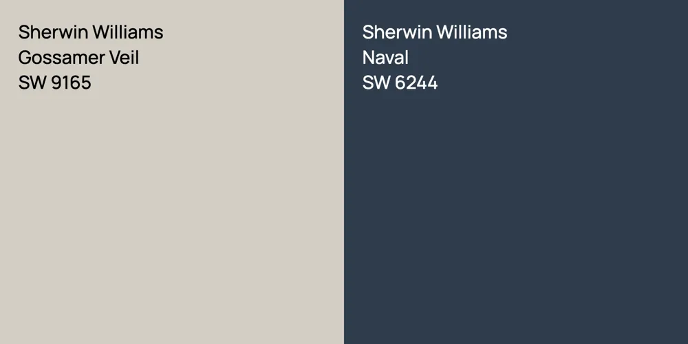 Sherwin Williams Gossamer Veil vs. Sherwin Williams Naval comparison