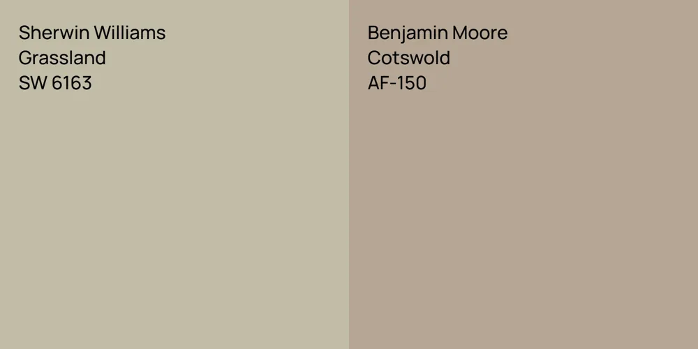 Sherwin Williams Grassland vs. Benjamin Moore Cotswold comparison