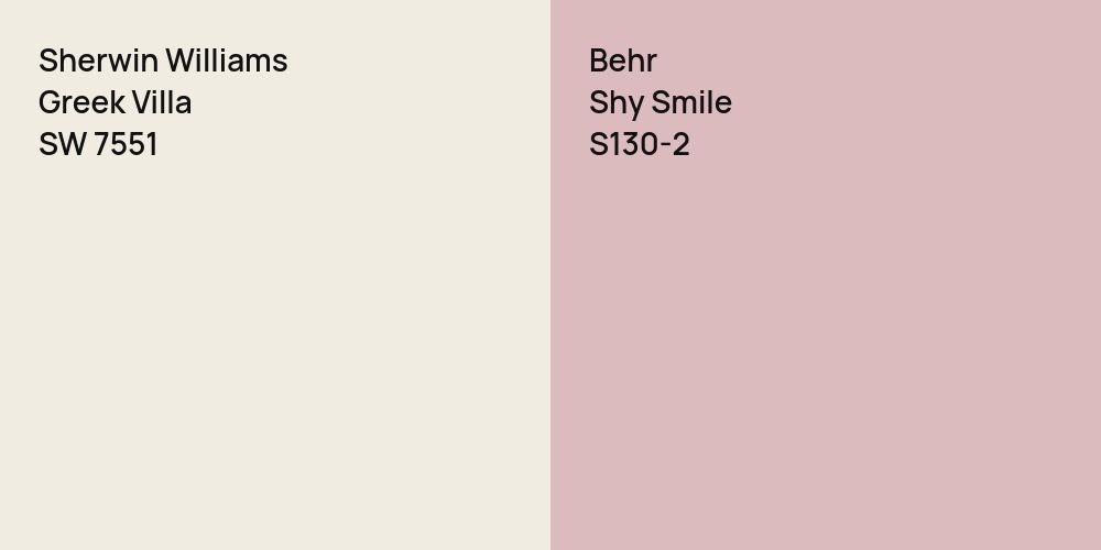 Sherwin Williams Greek Villa vs. Behr Shy Smile comparison