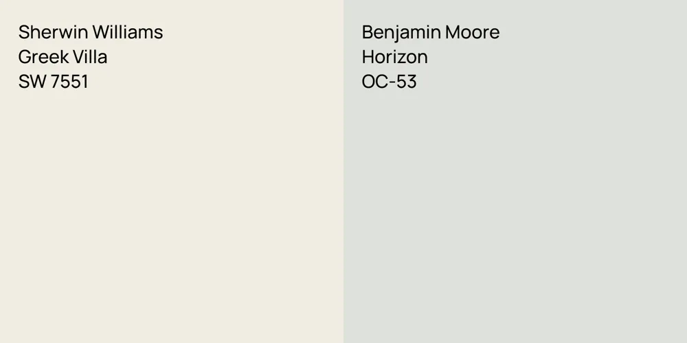 Sherwin Williams Greek Villa vs. Benjamin Moore Horizon comparison