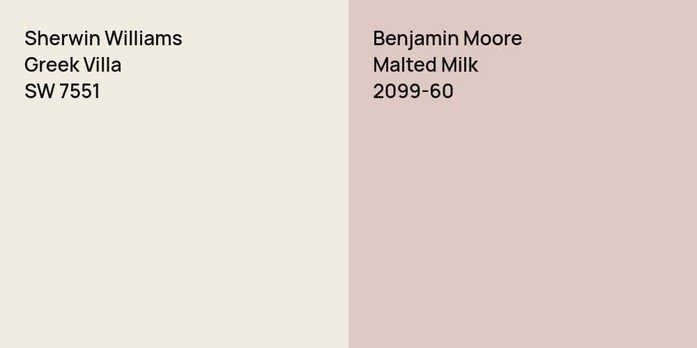 Sherwin Williams Greek Villa vs. Benjamin Moore Malted Milk comparison