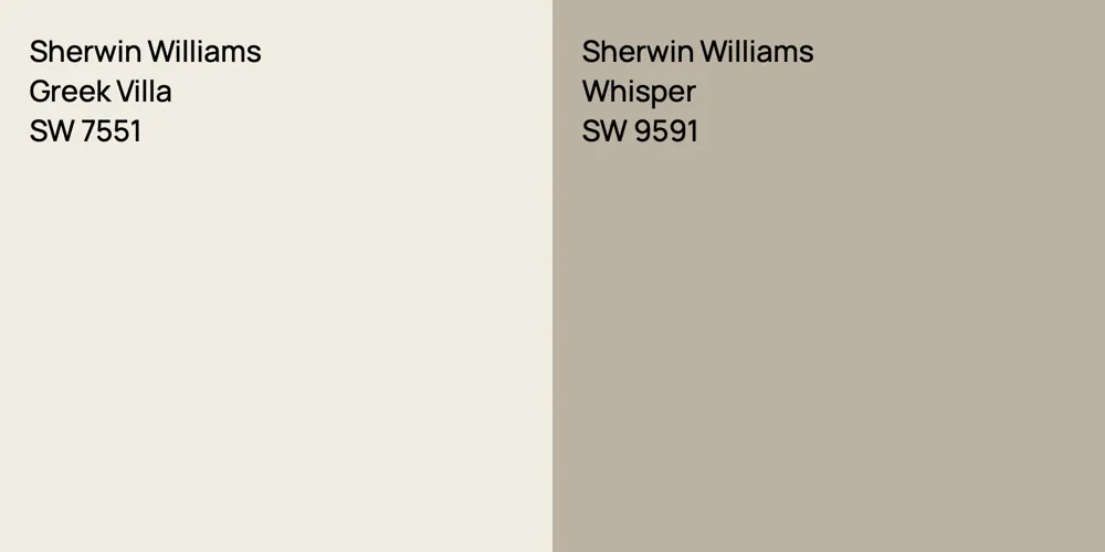 Sherwin Williams Greek Villa vs. Sherwin Williams Whisper comparison