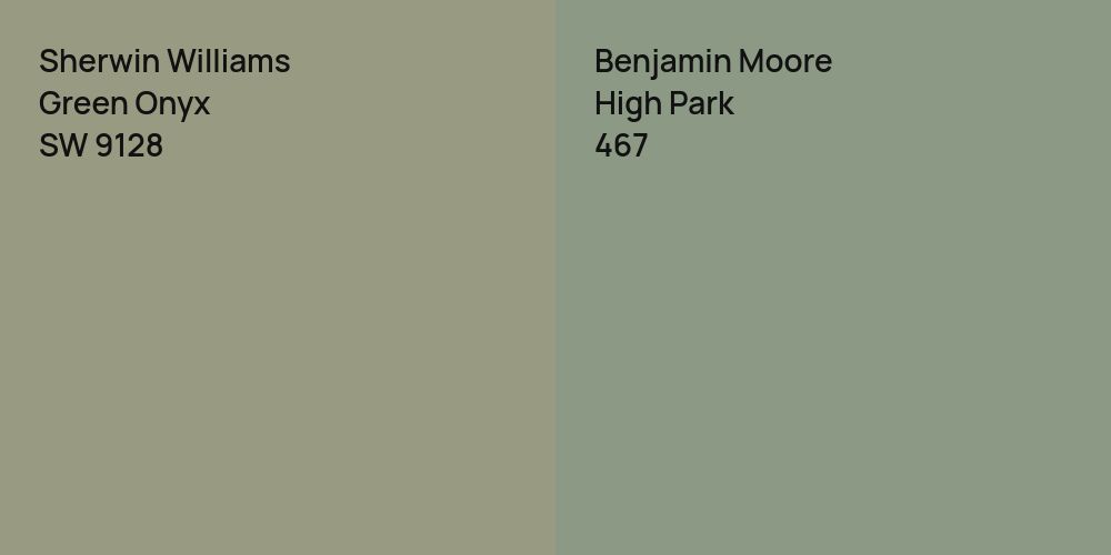 Sherwin Williams Green Onyx vs. Benjamin Moore High Park comparison