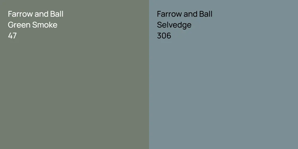 Farrow and Ball Green Smoke vs. Farrow and Ball Selvedge comparison