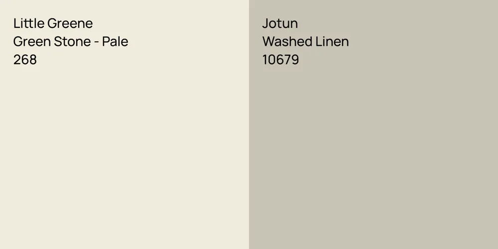 Little Greene Green Stone - Pale vs. Jotun Washed Linen comparison