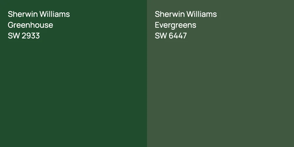 Sherwin Williams Greenhouse vs. Sherwin Williams Evergreens comparison
