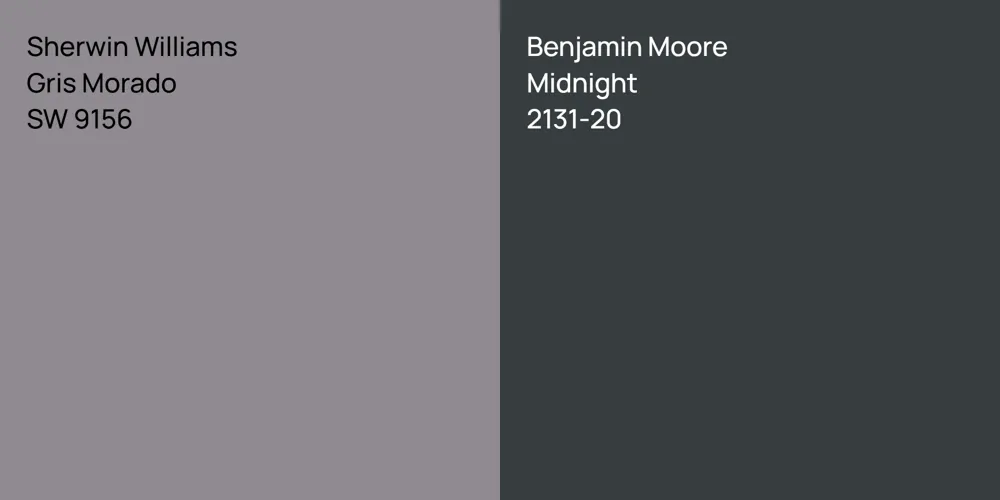 Sherwin Williams Gris Morado vs. Benjamin Moore Midnight comparison