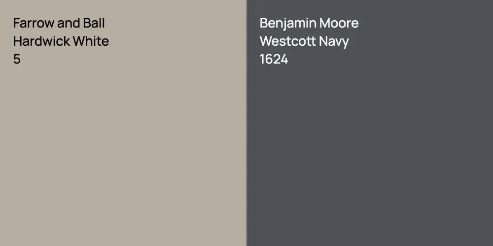Farrow and Ball Hardwick White vs. Benjamin Moore Westcott Navy comparison