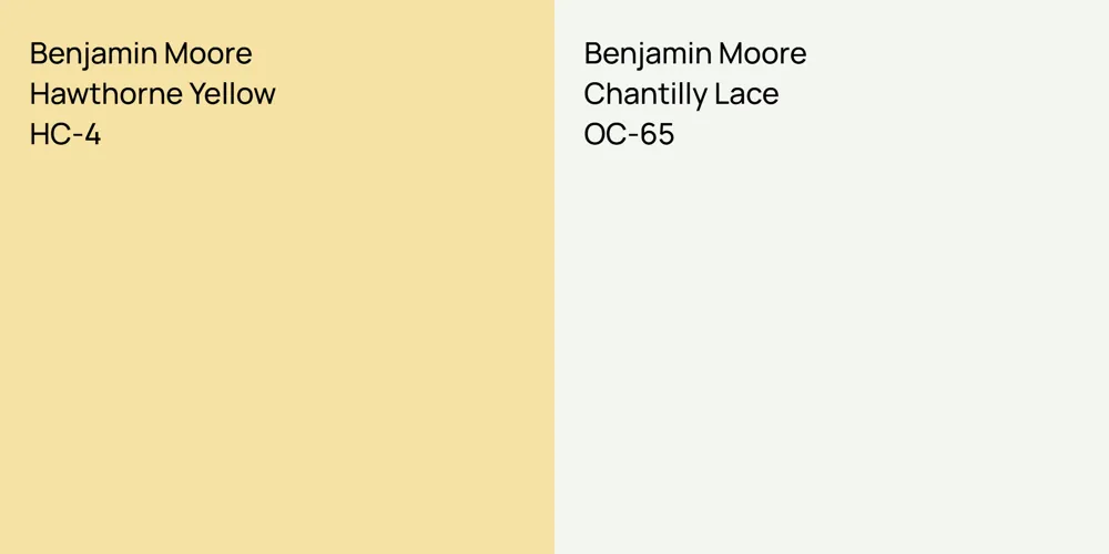 Benjamin Moore Hawthorne Yellow vs. Benjamin Moore Chantilly Lace ...