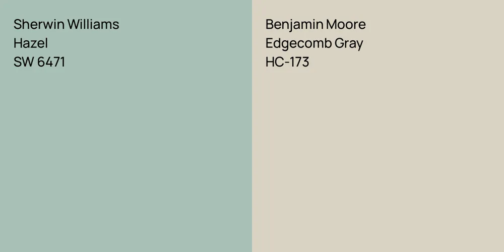 Sherwin Williams Hazel vs. Benjamin Moore Edgecomb Gray comparison