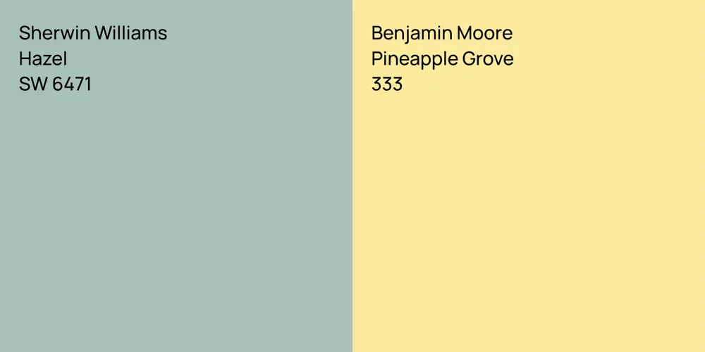 Sherwin Williams Hazel vs. Benjamin Moore Pineapple Grove comparison