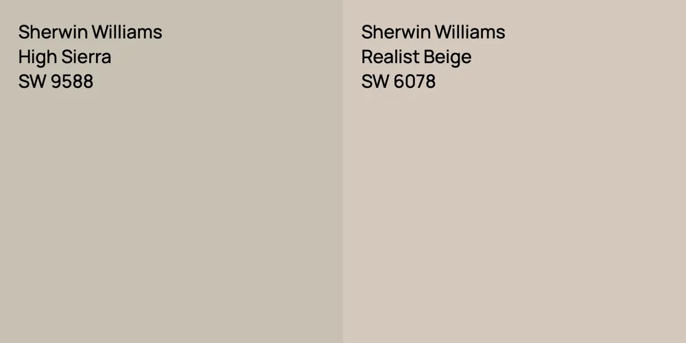 Sherwin Williams High Sierra vs. Sherwin Williams Realist Beige comparison