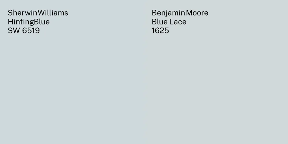 Sherwin Williams Hinting Blue vs. Benjamin Moore Blue Lace comparison