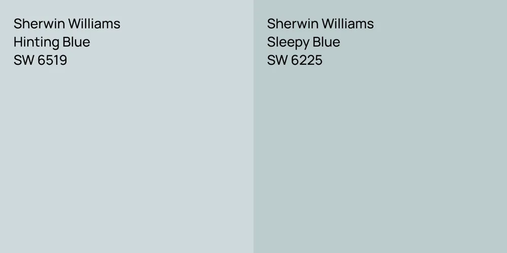 Sherwin Williams Hinting Blue vs. Sherwin Williams Sleepy Blue comparison