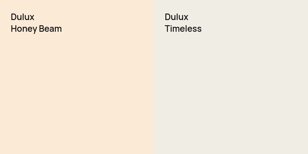 Dulux Honey Beam vs. Dulux Timeless comparison