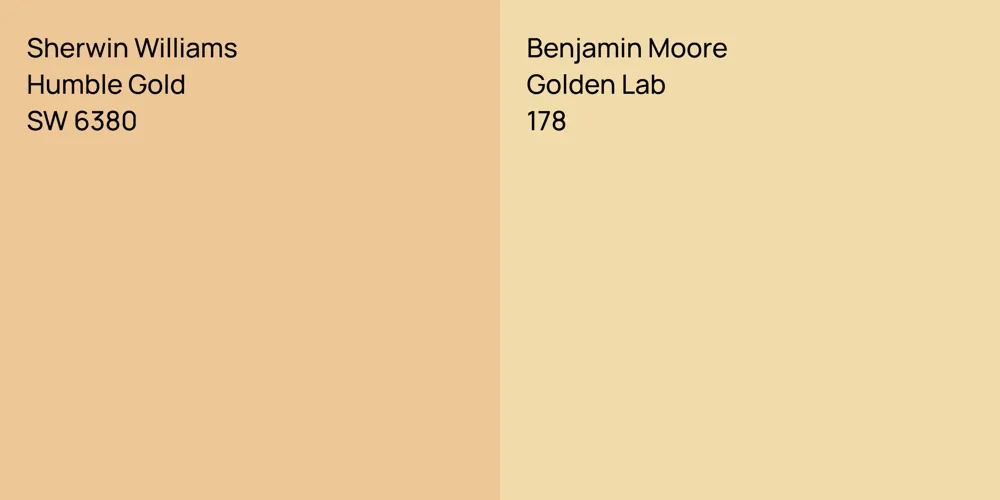 Sherwin Williams Humble Gold vs. Benjamin Moore Golden Lab comparison