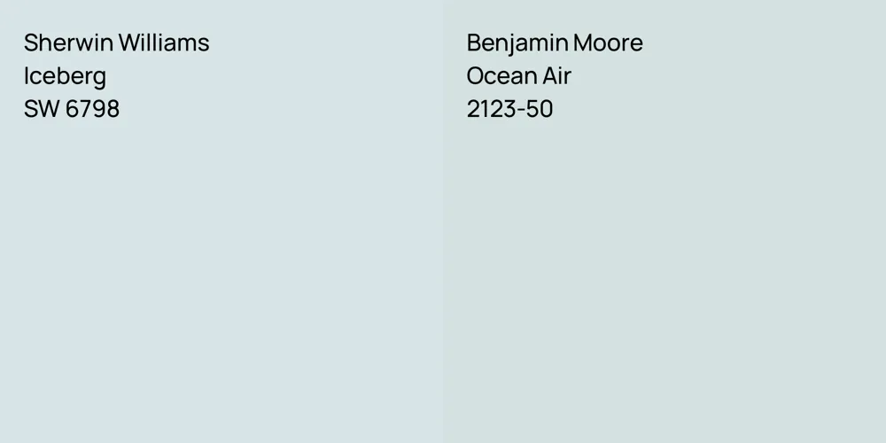 Sherwin Williams Iceberg vs. Benjamin Moore Ocean Air comparison