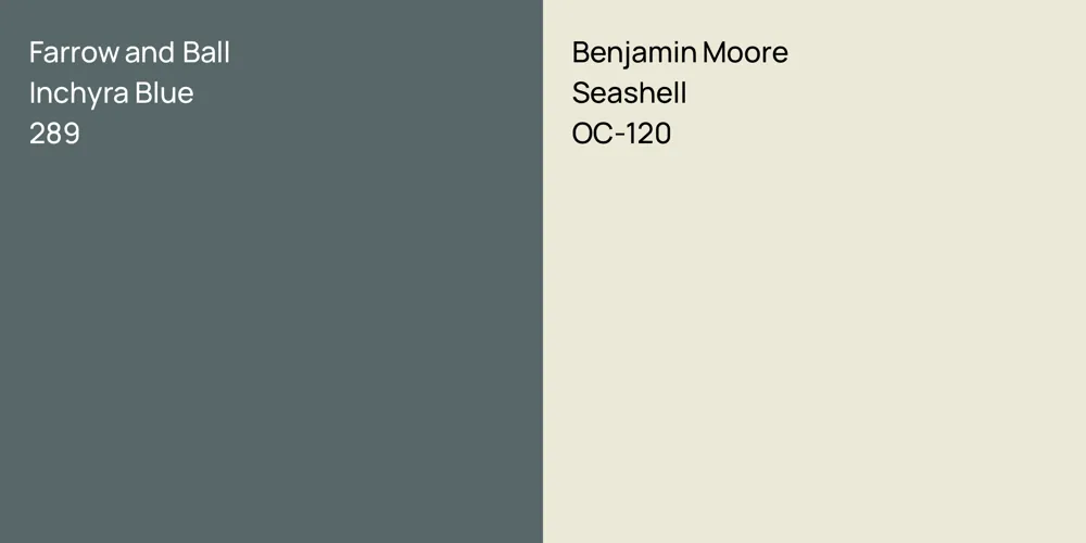 Farrow and Ball Inchyra Blue vs. Benjamin Moore Seashell comparison