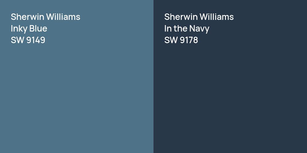Sherwin Williams Inky Blue vs. Sherwin Williams In the Navy comparison