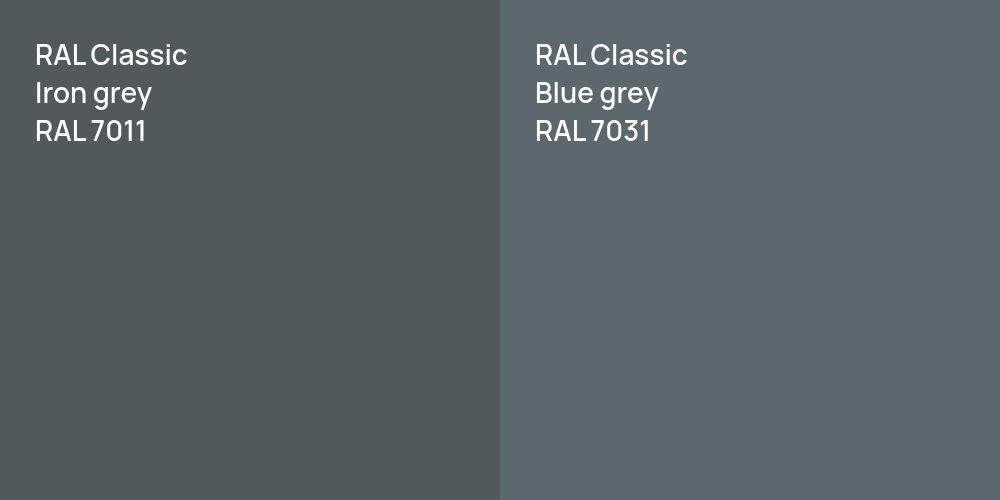 RAL Classic Iron grey vs. RAL Classic Blue grey comparison