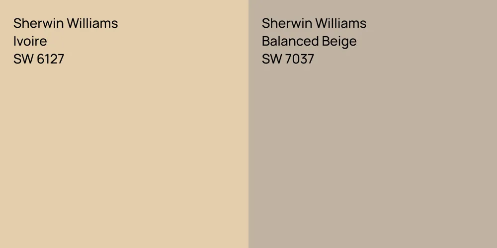 Sherwin Williams Ivoire vs. Sherwin Williams Balanced Beige comparison