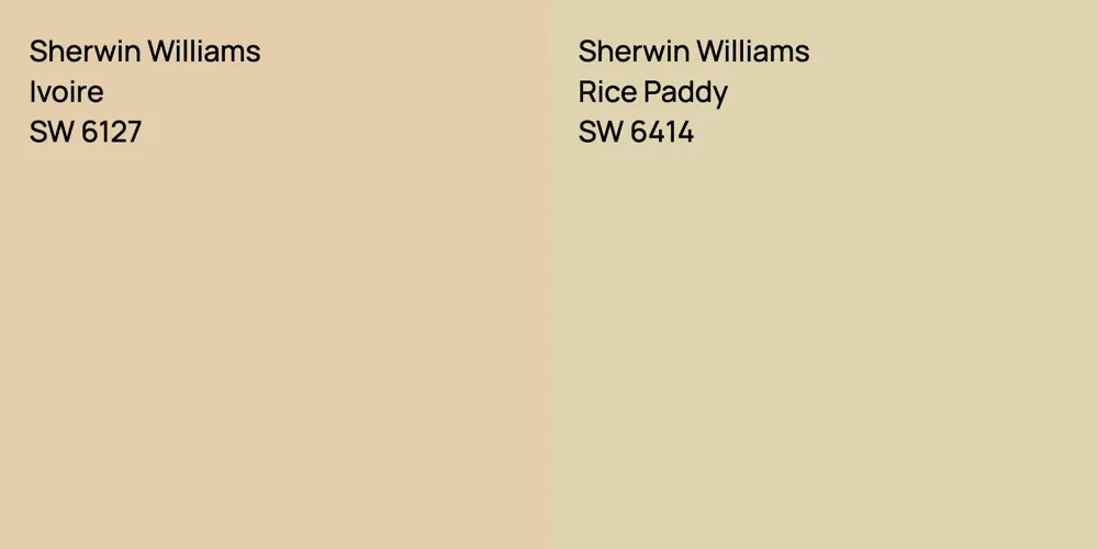Sherwin Williams Ivoire vs. Sherwin Williams Rice Paddy comparison
