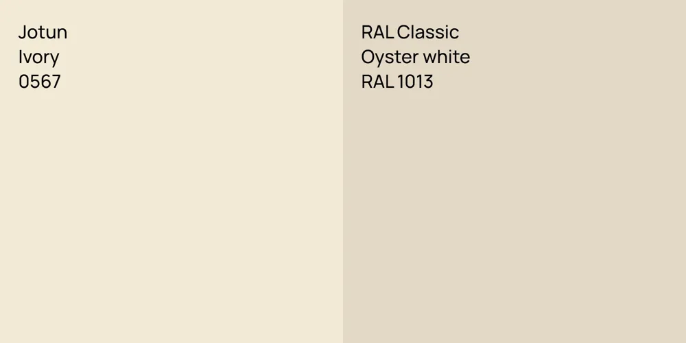Jotun Ivory vs. RAL Classic Oyster white comparison