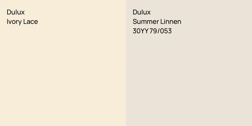 Dulux Ivory Lace vs. Dulux Summer Linnen comparison