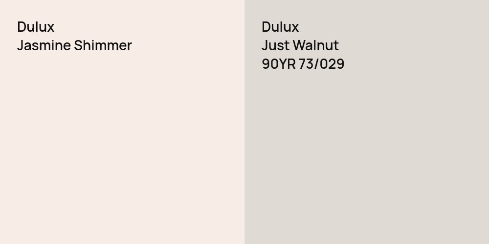 Dulux Jasmine Shimmer vs. Dulux Just Walnut comparison