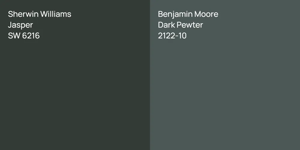 Sherwin Williams Jasper vs. Benjamin Moore Dark Pewter comparison