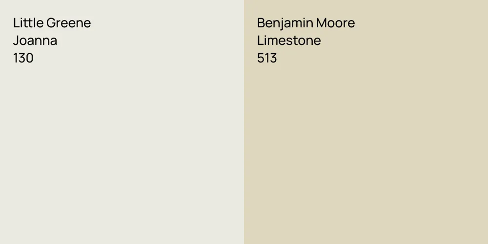 Little Greene Joanna vs. Benjamin Moore Limestone comparison