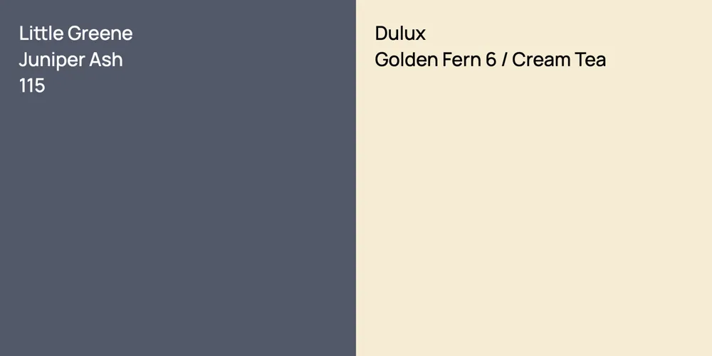 Little Greene Juniper Ash vs. Dulux Golden Fern 6 comparison