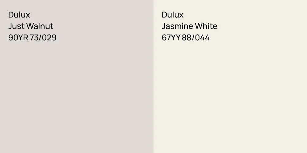 Dulux Just Walnut vs. Dulux Jasmine White comparison