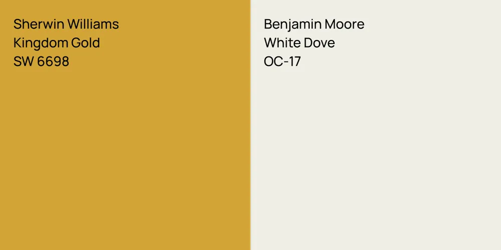 Sherwin Williams Kingdom Gold vs. Benjamin Moore White Dove comparison