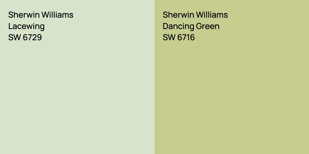 Sherwin Williams Lacewing vs. Sherwin Williams Dancing Green comparison