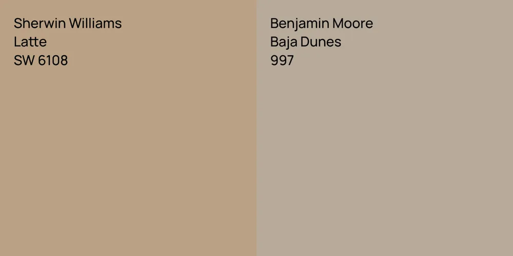 Sherwin Williams Latte vs. Benjamin Moore Baja Dunes comparison