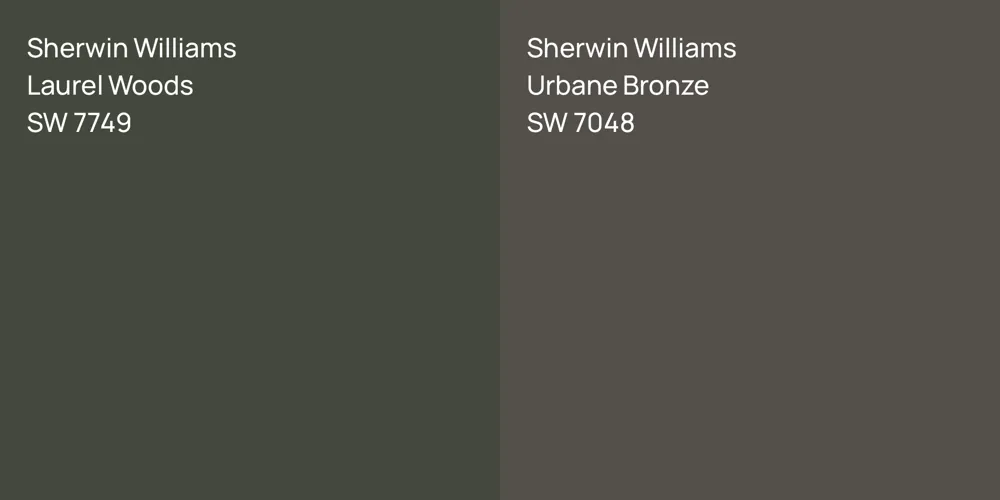 Sherwin Williams Laurel Woods vs. Sherwin Williams Urbane Bronze comparison